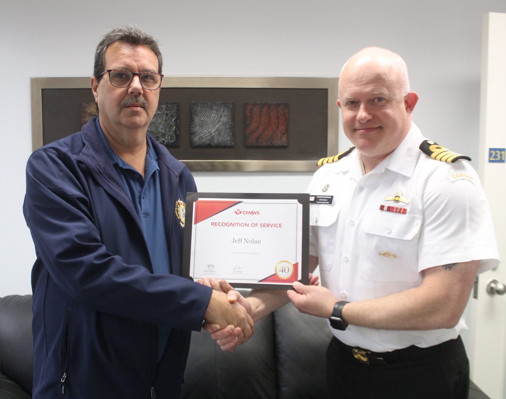 Jeff Nolan recognized for 40 years at CFB Halifax | Trident Newspaper