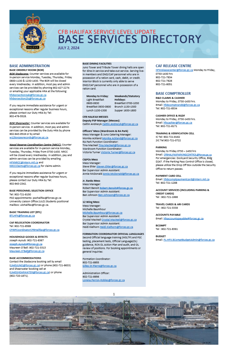 Base Services Directory | Trident Newspaper